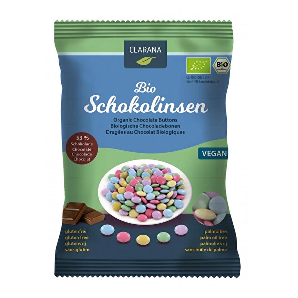 Clarana Lentilky Čokoládové Barevné BIO 75 g | Vegan Felicity